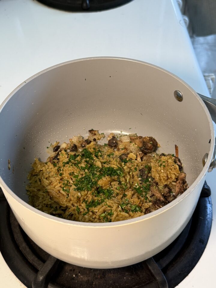 Lemon Garlic Herbed Chicken with Mushroom Rice Pilaf & Roasted Carrots ...